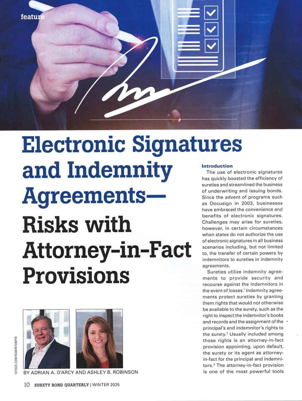 Adrian D'Arcy and Ashley Robinson Co-Authored "Electronic Signatures ...